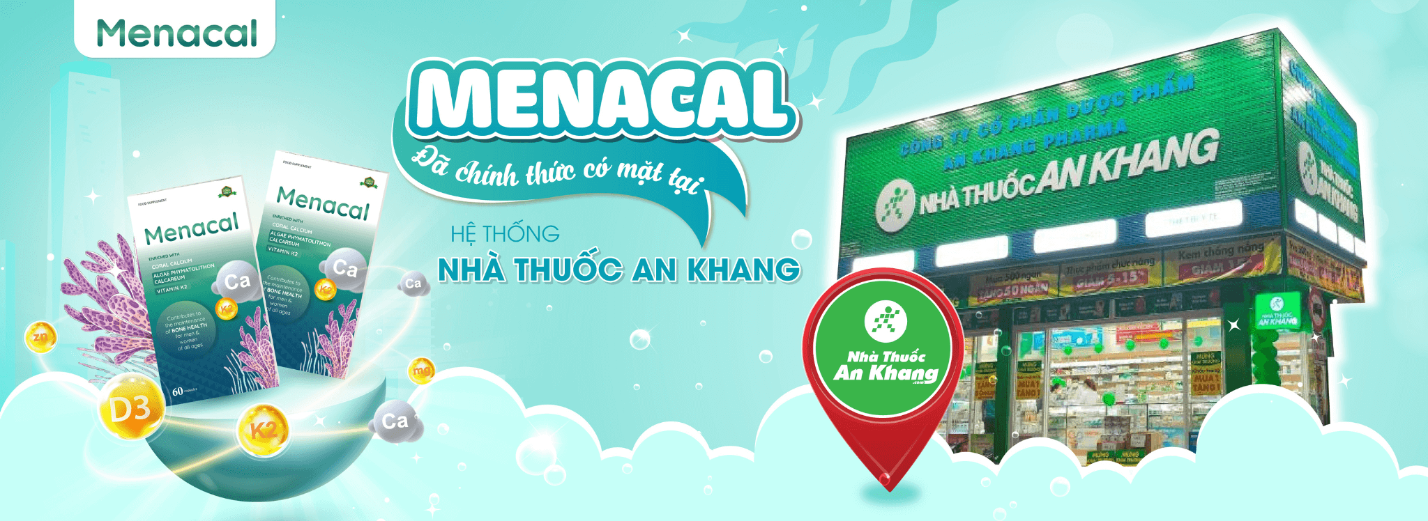 Menacal - Canxi tự nhiên D3K2 từ tảo biển đỏ